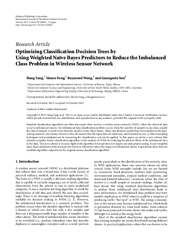(PDF) Optimizing Classification Decision Trees To Reduce The Imbalanced Class Problem