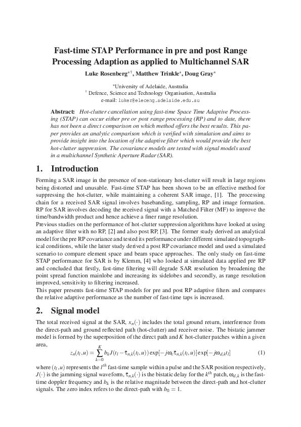 Pdf Fast Time Stap Performance In Pre And Post Range Processing Adaption As Applied To