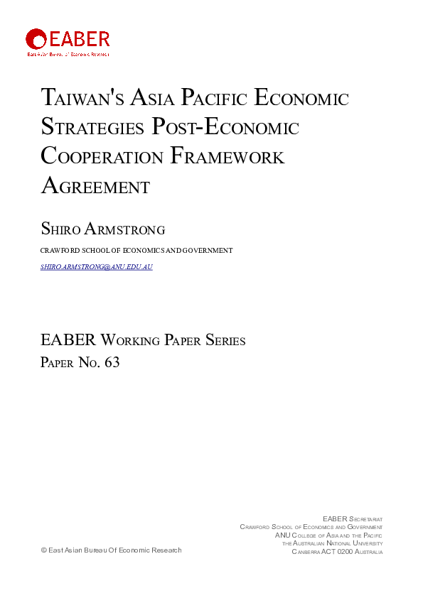 (PDF) Taiwan's Asia Pacific Economic Strategies Post-ECFA