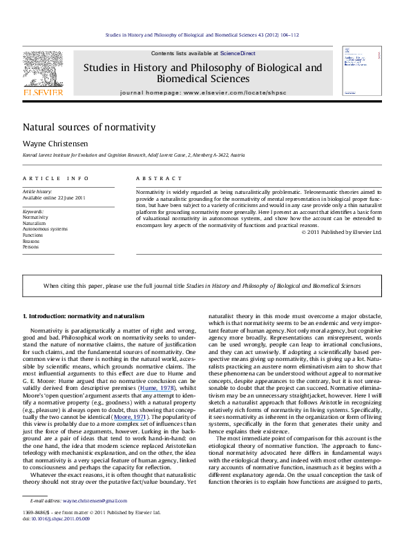 (PDF) Natural sources of normativity