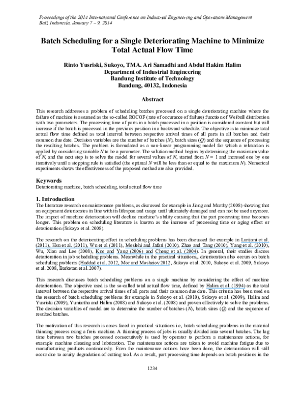 Pdf Batch Scheduling For A Single Deteriorating Machine To Minimize