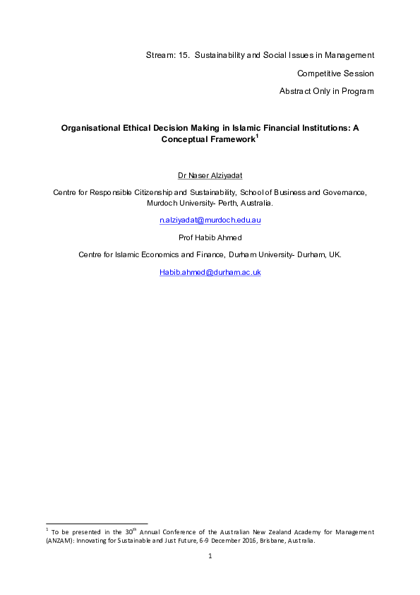 (PDF) Organisational Ethical Decision Making in Islamic Financial ...