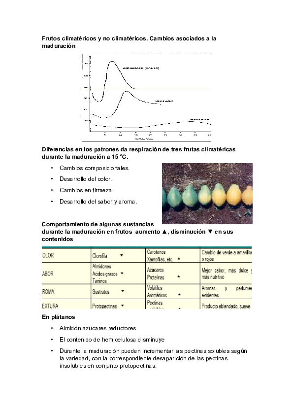 (DOC) Frutos climatéricos y no climatéricos. Cambios asociados a la ...