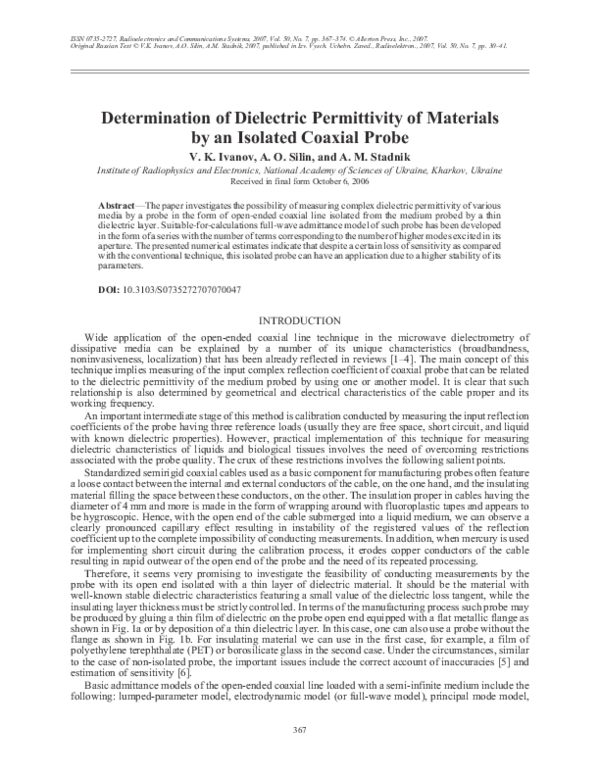 (PDF) Determination of dielectric permittivity of materials by an ...