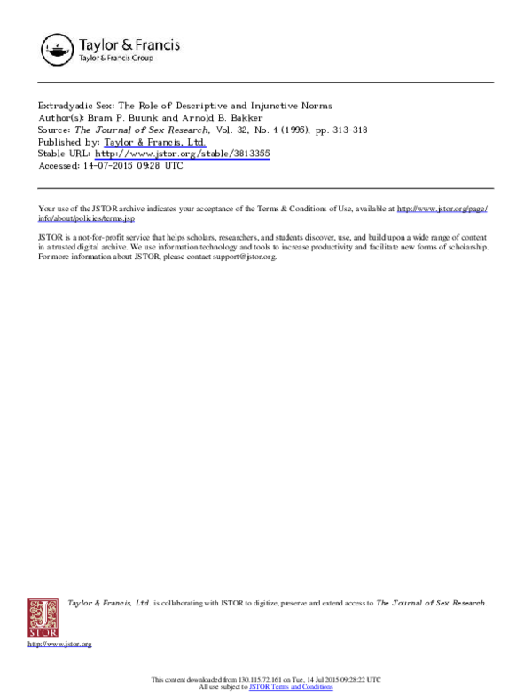 (PDF) Extradyadic sex: The role of descriptive and injunctive norms