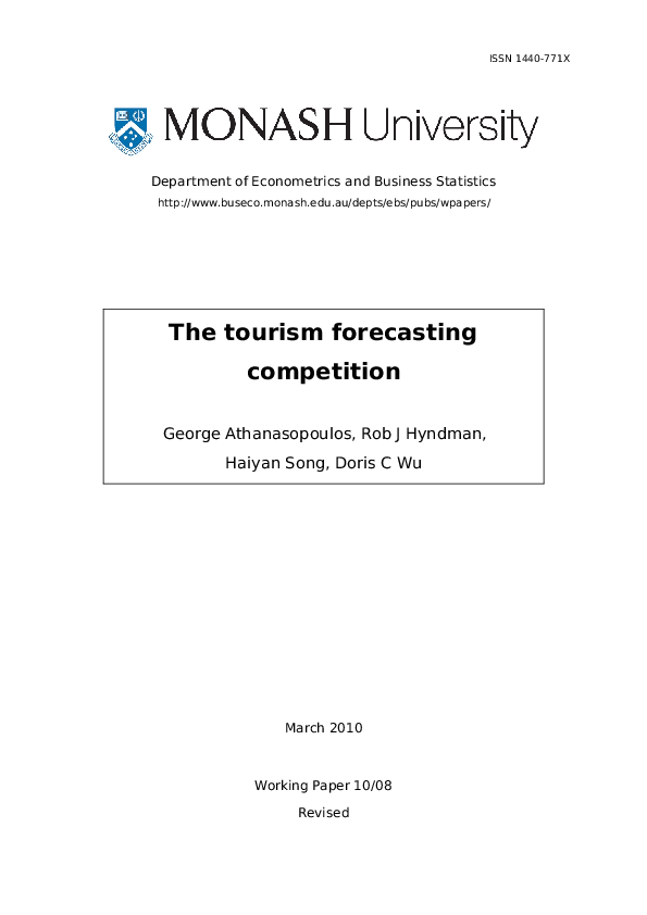 (PDF) The tourism forecasting competition