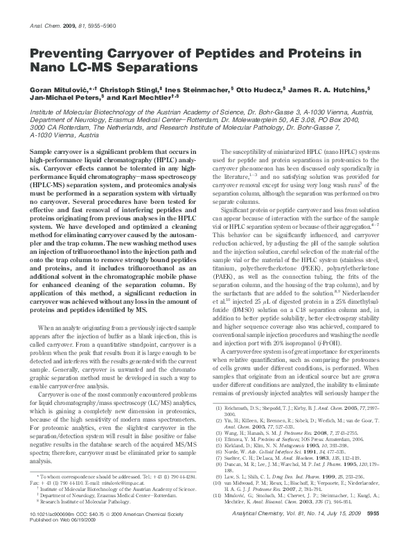 (PDF) Preventing carryover of peptides and proteins in nano LC-MS ...