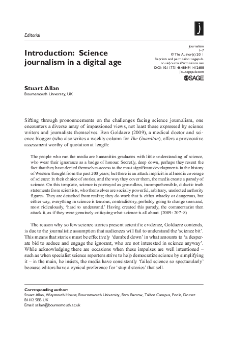(PDF) Introduction: Science journalism in a digital age