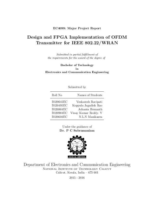 (PDF) Design and FPGA Implementation of OFDM Transmitter for IEEE 802.22/WRAN