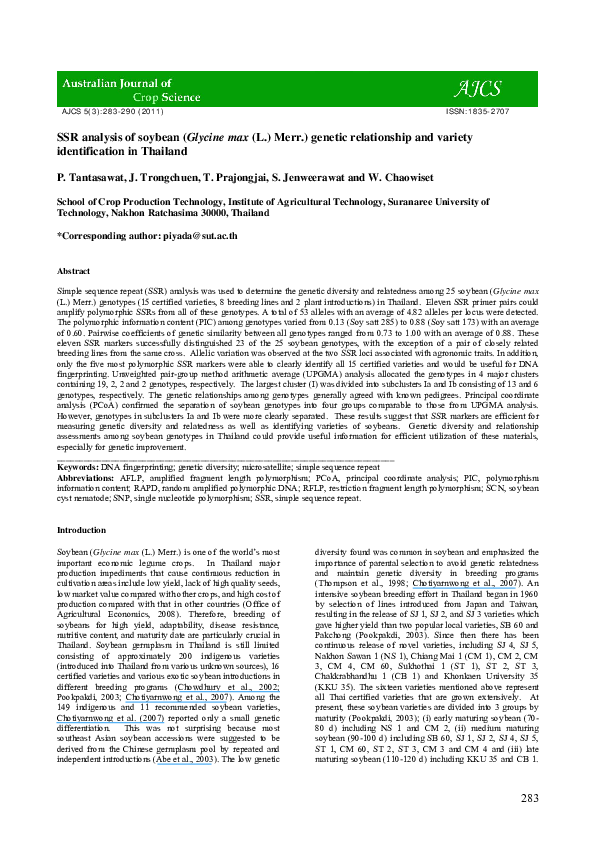 (PDF) SSR analysis of soybean (Glycine max (L.) Merr.) genetic ...