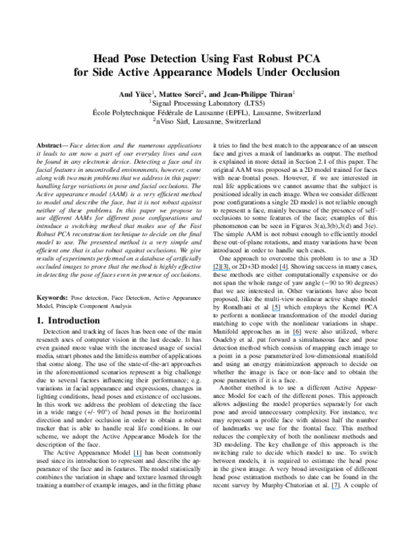 (PDF) Head Pose Detection Using Fast Robust PCA for Side Active Appearance Models Under Occlusion