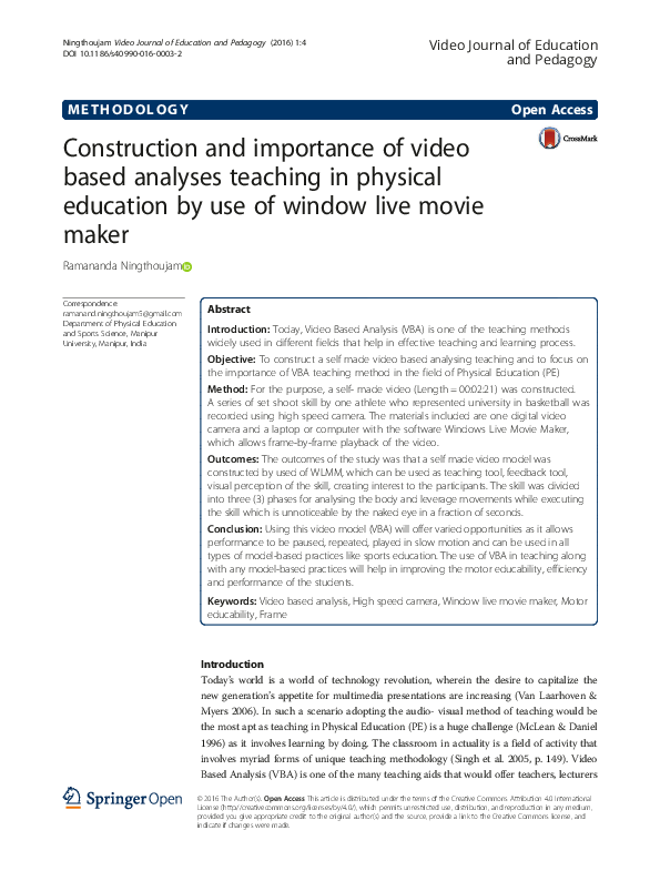 (PDF) Construction and importance of video based analyses teaching in ...
