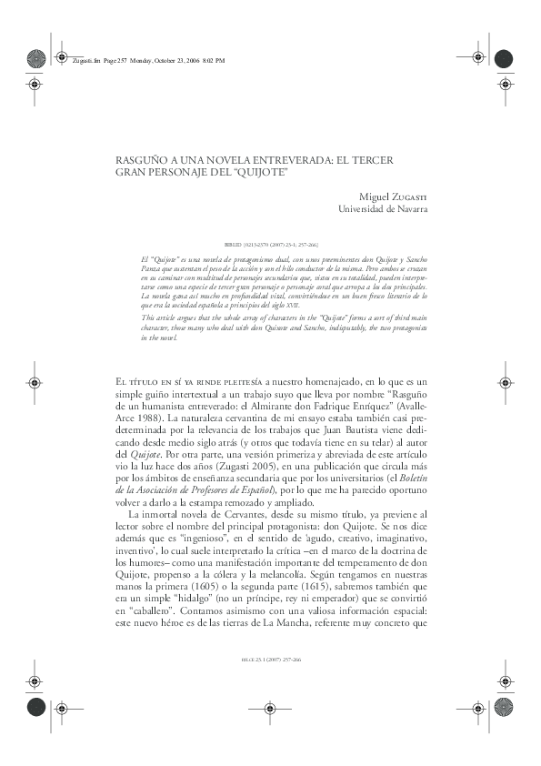 (PDF) Rasguño a una novela entreverada: el tercer gran personaje del ...