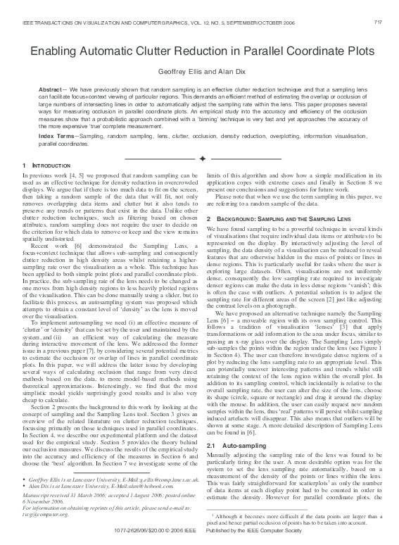 Pdf Enabling Automatic Clutter Reduction In Parallel Coordinate Plots