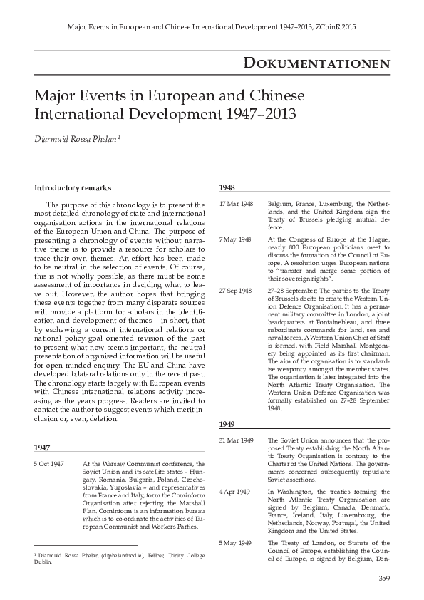 (PDF) Major Events in European and Chinese International Development ...