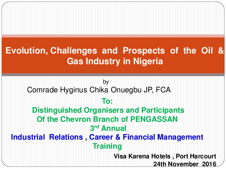 (PDF) Evolution, Challenges and Prospects of the Oil and Gas Industry ...