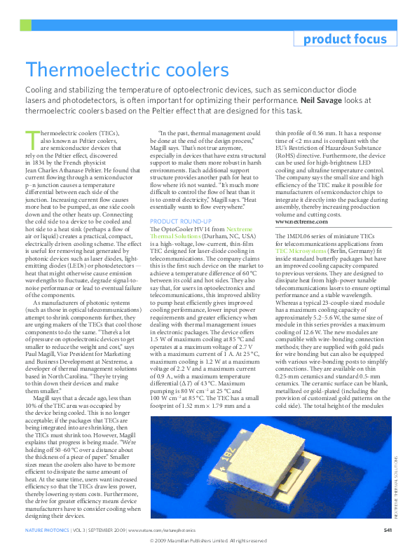 (PDF) Thermoelectric coolers