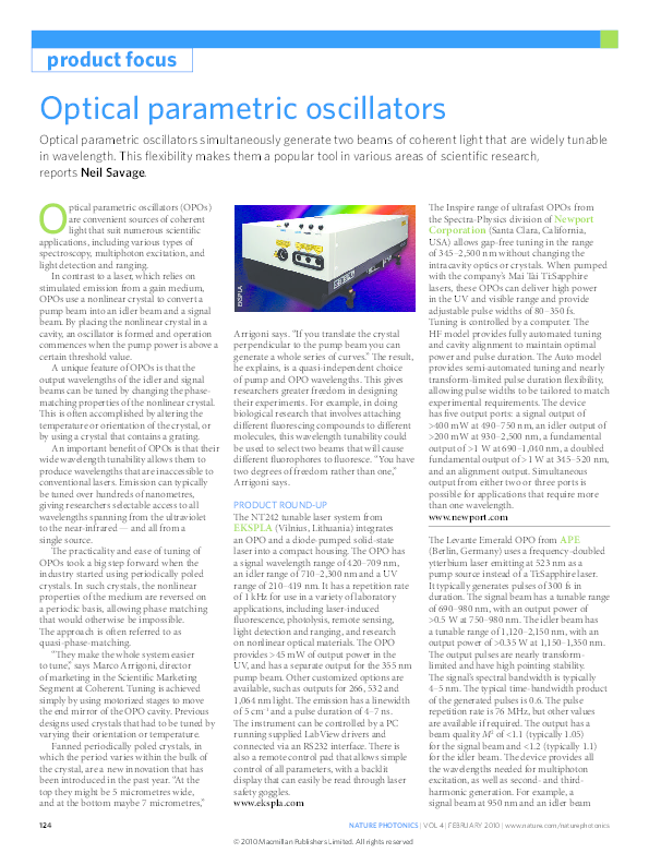 (PDF) Optical parametric oscillators