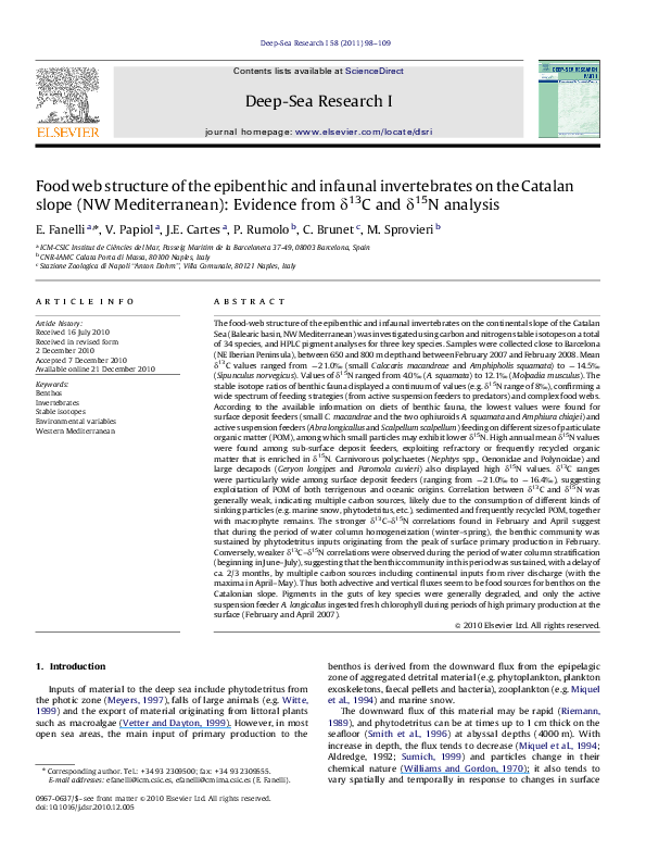 (PDF) Food web structure of the epibenthic and infaunal invertebrates ...