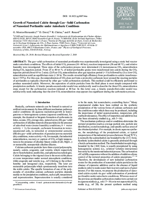 (PDF) Growth of Nanosized Calcite through Gas−Solid Carbonation of ...