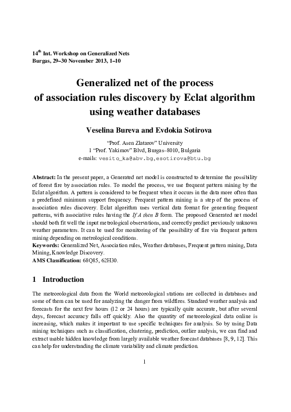 (PDF) Generalized net of the process of association rules discovery by Eclat algorithm using ...