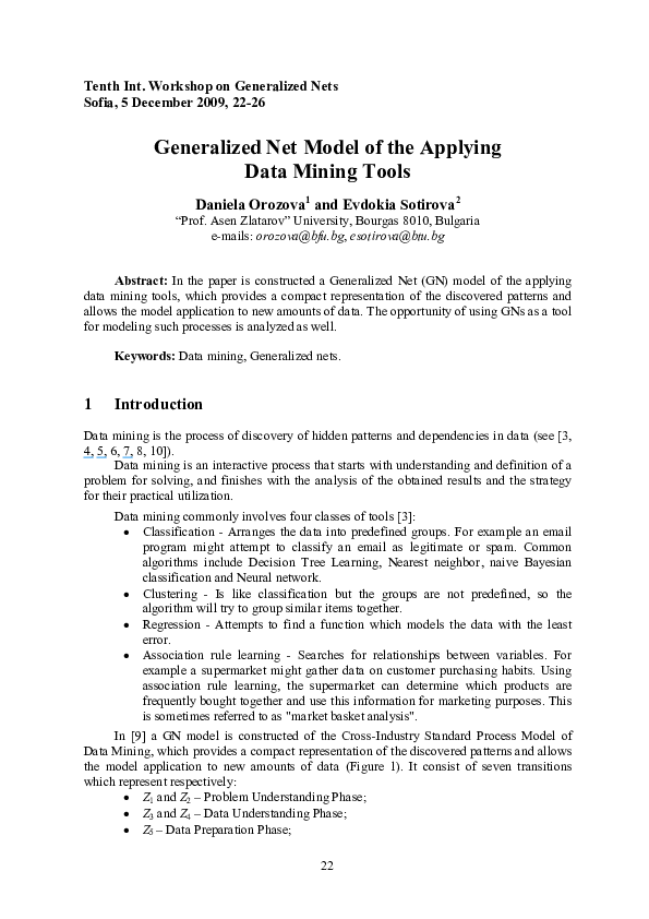 (PDF) Generalized Net Model of the Applying Data Mining Tools