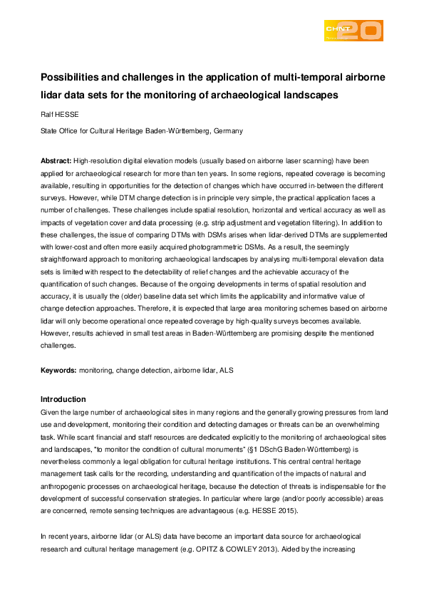 (PDF) Possibilities and challenges in the application of multi-temporal airborne lidar data sets ...
