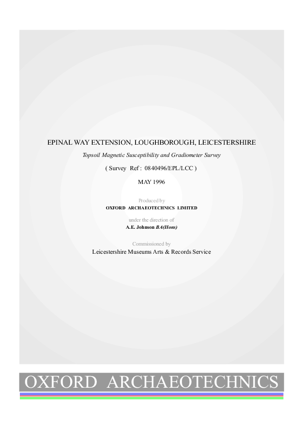 (PDF) Epinal Way Extension, Loughborough, Leicestershire. Geophysical ...