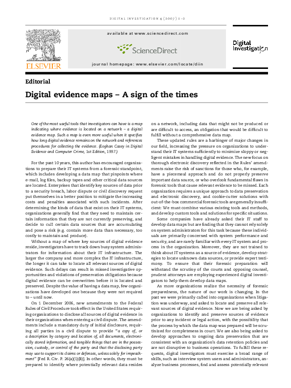 (PDF) Digital evidence maps - A sign of the times