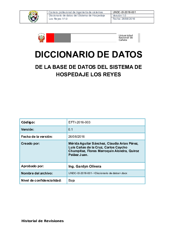 (DOC) Diccionario de datos