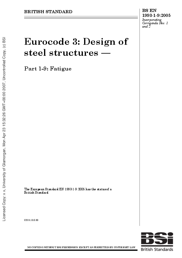 (PDF) Eurocode 3: Design of steel structures — Part 1-9: Fatigue ...