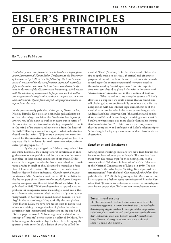 (PDF) Eisler's Principles of Orchestration
