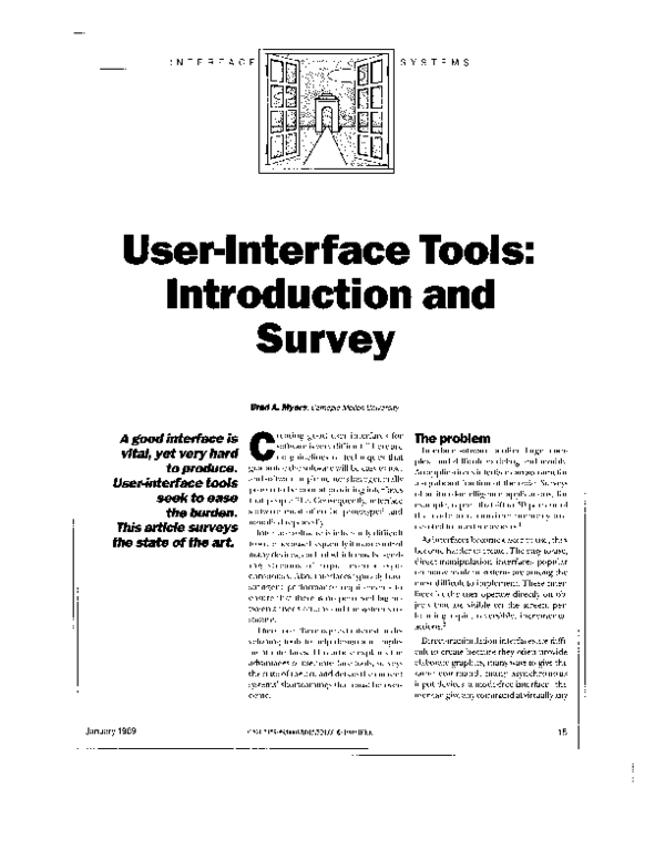 (PDF) User-interface tools: Introduction and survey