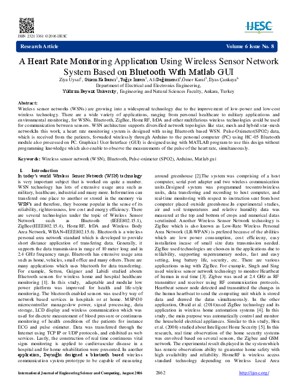 Pdf A Heart Rate Monıtoring Applicatıon Using Wireless Sensor Network System Based On