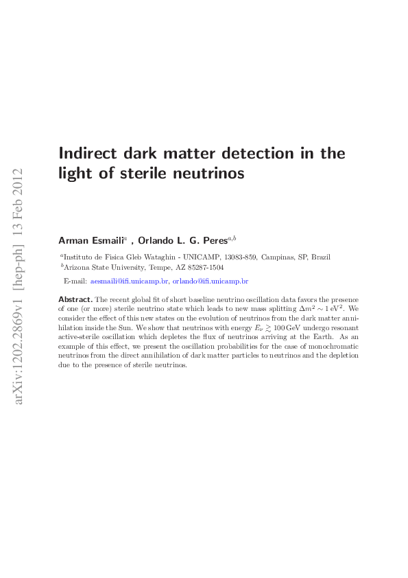 (PDF) Indirect dark matter detection in the light of sterile neutrinos