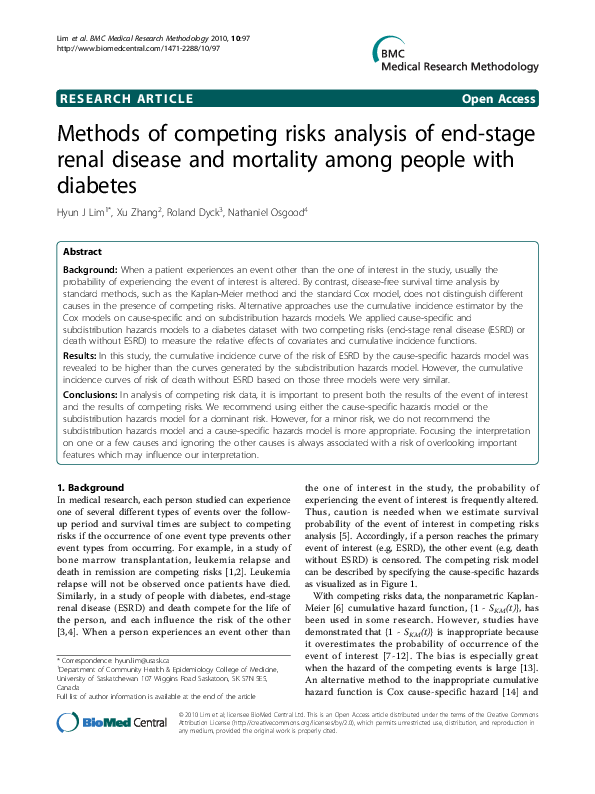 (PDF) Methods of Competing Risks Analysis of End-Stage Renal Disease ...