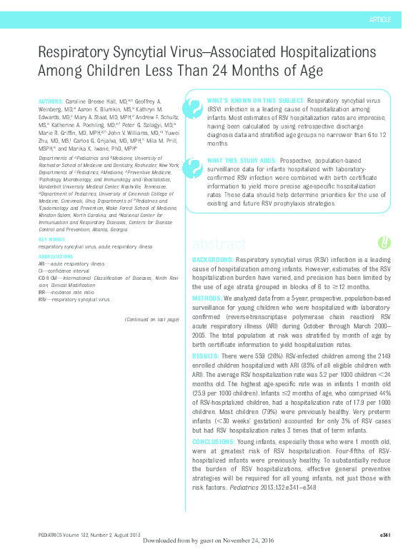 (PDF) Respiratory syncytial virus-associated hospitalizations among ...