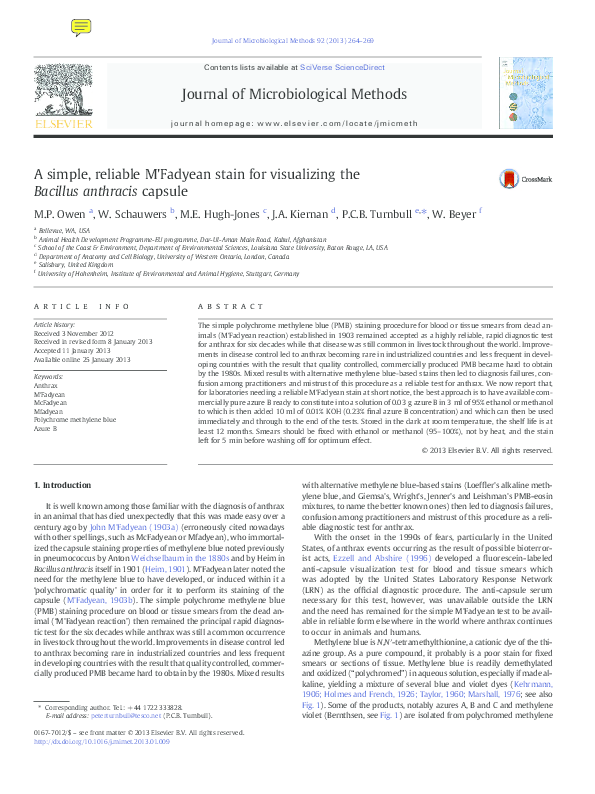 (PDF) A simple, reliable M'Fadyean stain for visualizing the Bacillus ...