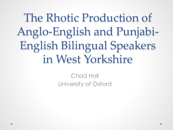 (PDF) The Rhotic Production of Anglo-­English and Punjabi-­English ...