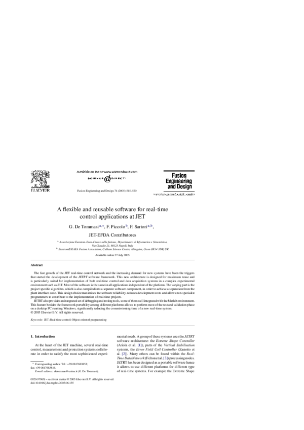 (PDF) A flexible and reusable software for real-time control applications at JET