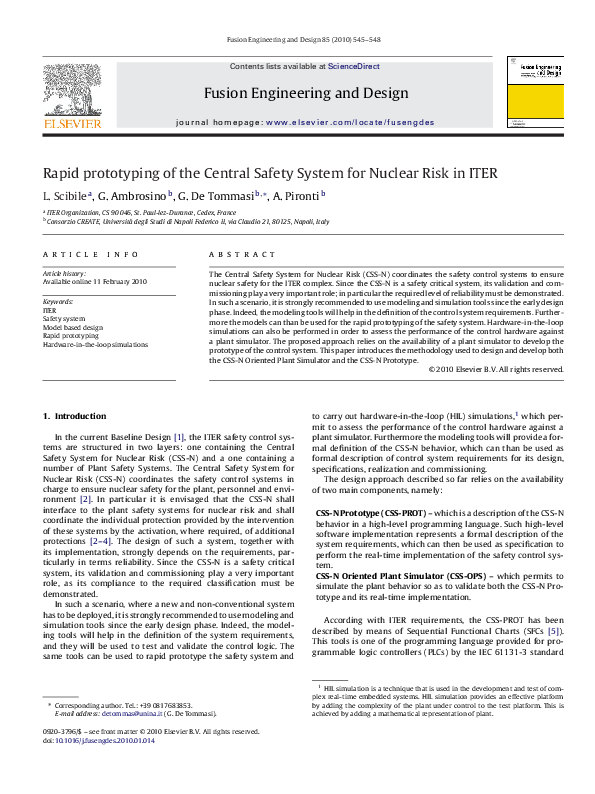 (PDF) Rapid prototyping of the Central Safety System for Nuclear Risk ...