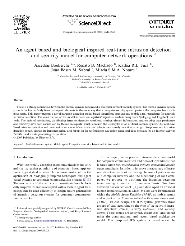 (PDF) An agent based and biological inspired real-time intrusion ...