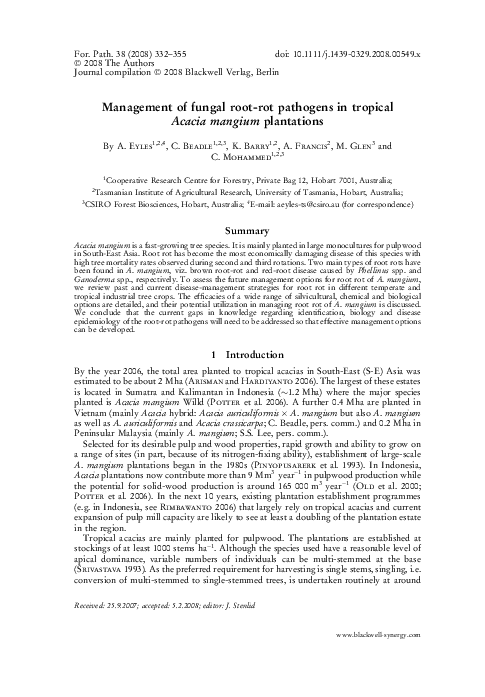 (PDF) Management of fungal root-rot pathogens in tropical Acacia ...