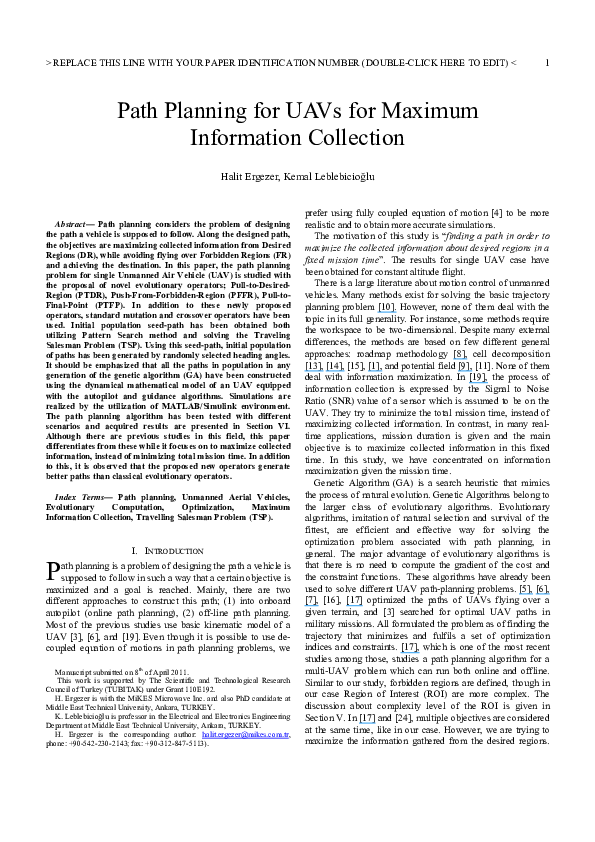 (PDF) Path planning for multiple Unmanned Aerial Vehicles using genetic algorithms