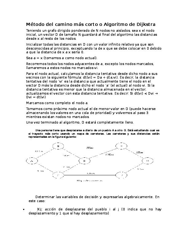 (DOC) Método del camino más corto o Algoritmo de Dijkstra
