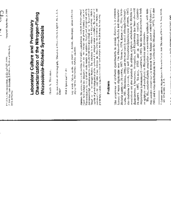 (PDF) Laboratory Culture and Preliminary Characterization of the ...