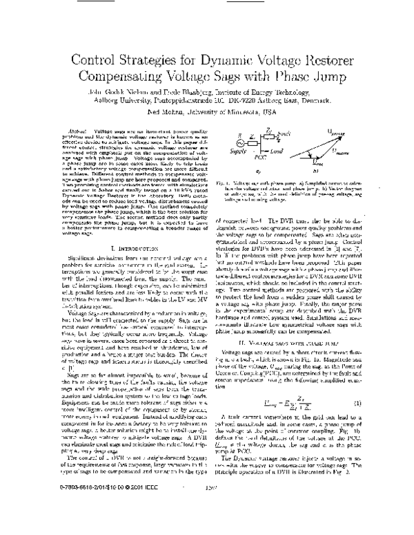 (PDF) Control Strategies for Dynamic Voltage Restorer Compensating Voltage Sags with Phase Jump ...
