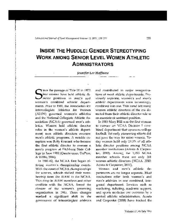 (PDF) Inside the Huddle: Gender Stereotyping Work Among Senior Level ...