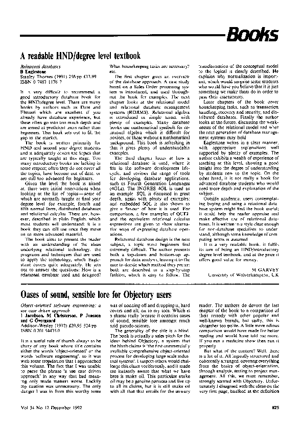 (PDF) Object-oriented software engineering: a use case driven approach