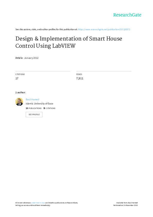 (PDF) Design & Implementation of Smart House Control Using LabVIEW